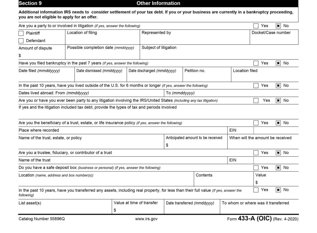 How To Fill Out Form 433 A Oic 2019 Version Detailed Instructions ...