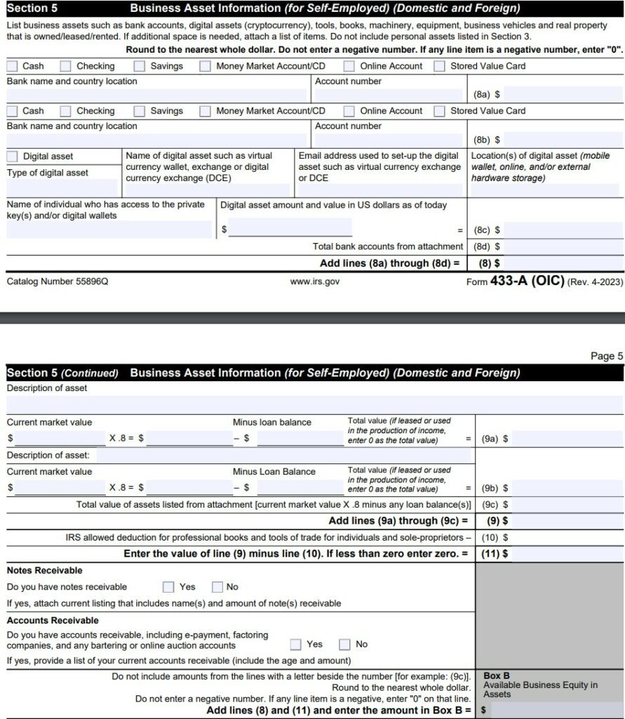 How To Fill Out Form 433-A (OIC) (2022 Version), Detailed Instructions
