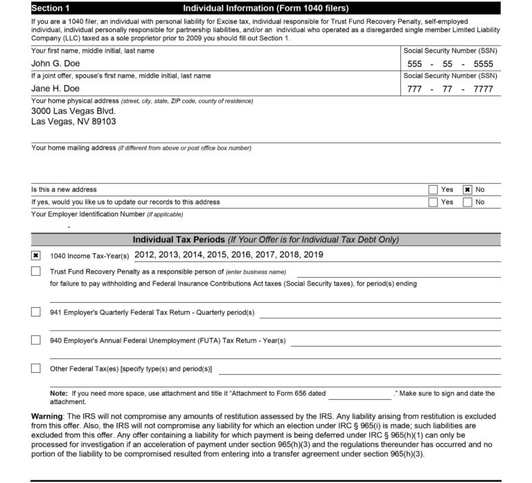 How to Fill Out IRS Form 656 Offer In Compromise